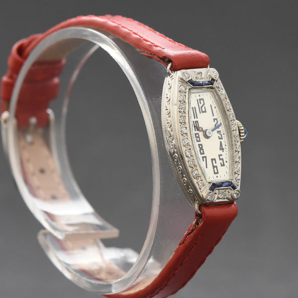 20s GLYCINE Platinum & Diamonds/Sapphires Art Deco Watch – empressissi