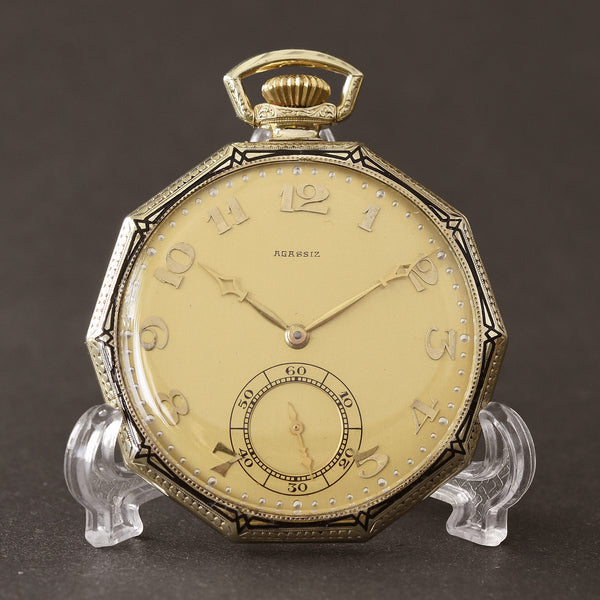 20s AGASSIZ Hi Grade Swiss Decagon Art Deco Dress Pocket Watch ...